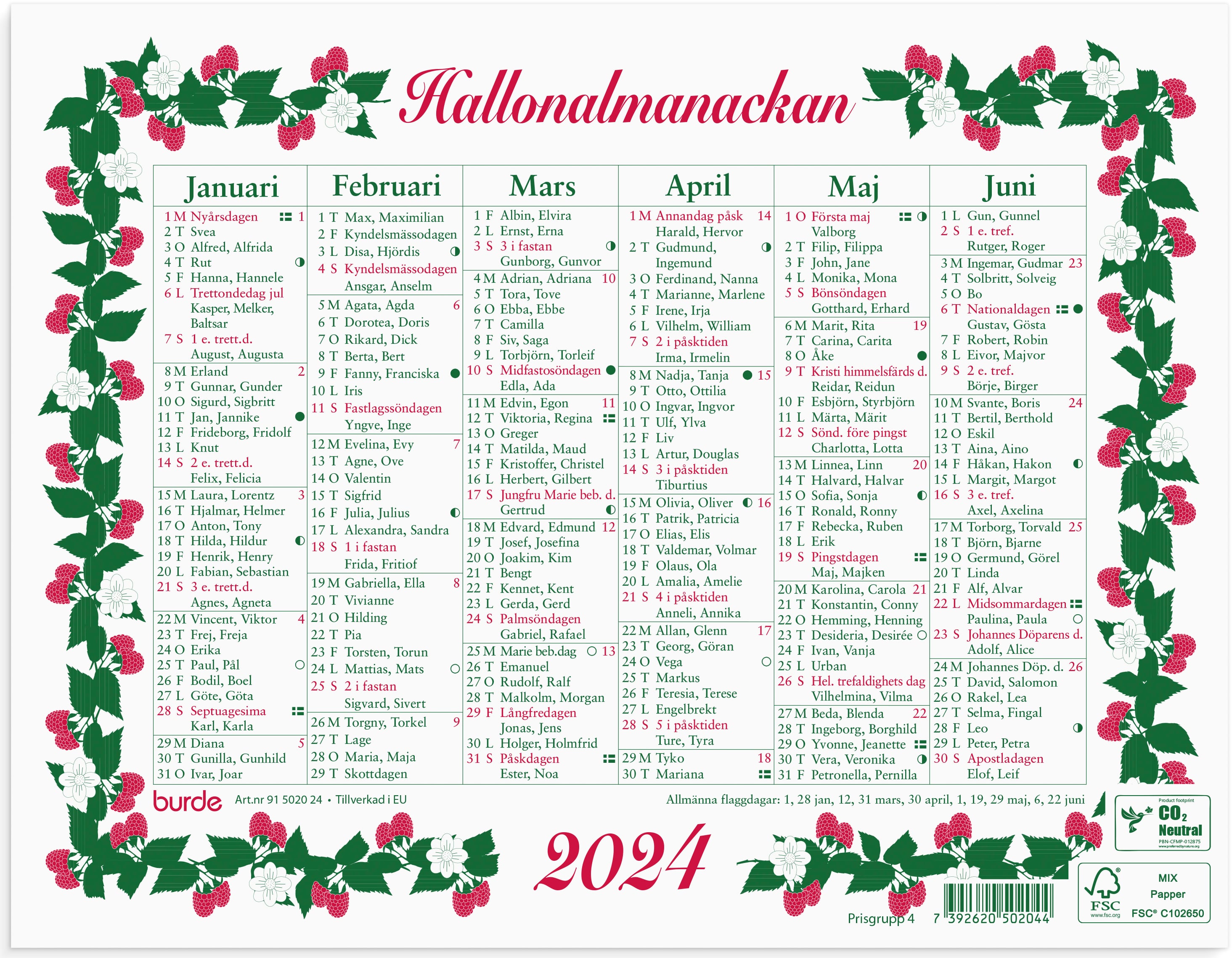 Lilla Hallonalmanackan 2024, endast 31 kr på Kontorsgiganten.se